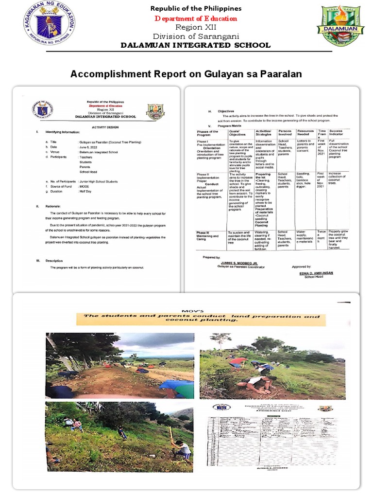 ACTIVITY DESIGN FOR Gulayan Sa Paaralan | PDF | Coconut | Natural ...