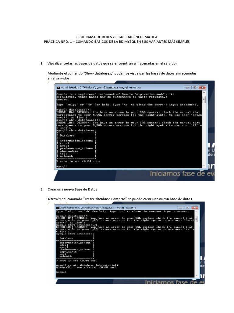 Practica Nor1. Bases de Datos-Comandos Basicos | PDF | Bases de datos | Informática