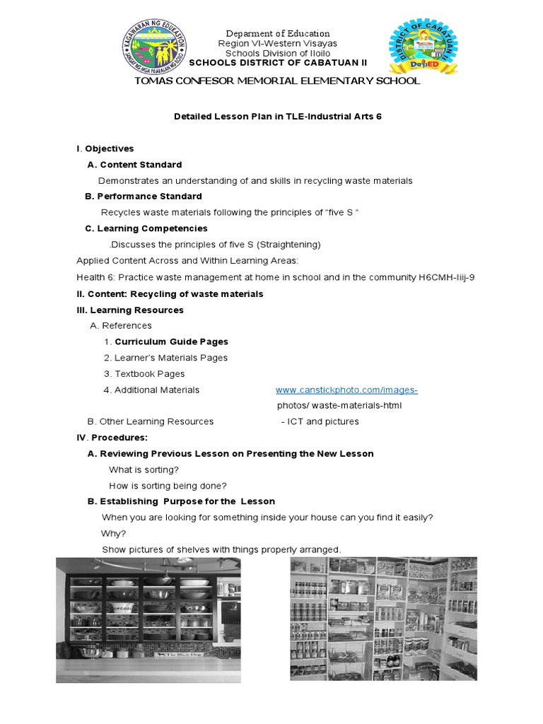 Detailed Lesson Plan in TLE | PDF | Lesson Plan | Recycling