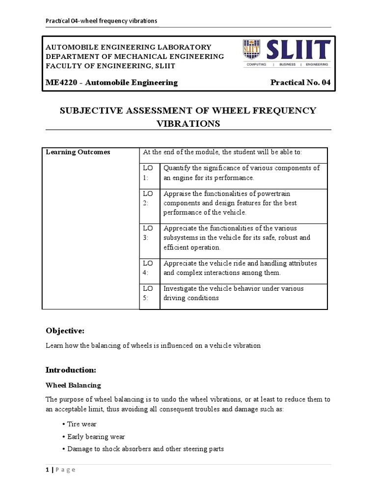 Wheel Vibration Analysis Lab | PDF | Wheel | Mechanical Engineering