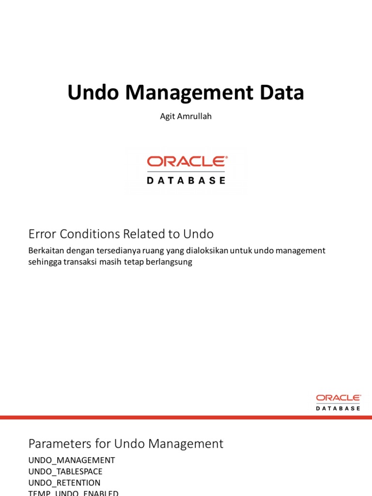 Undo Management Data | PDF