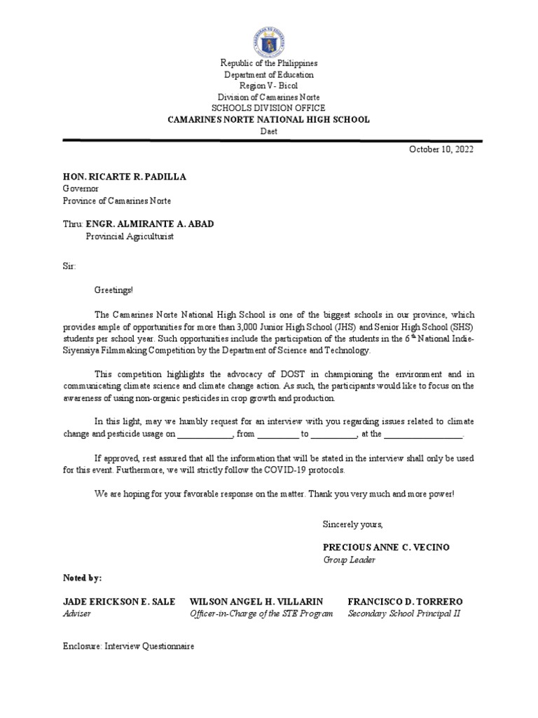 Agriculture Request Letter | PDF
