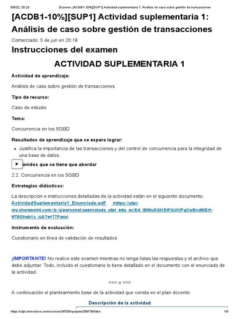 Gestión de Transacciones en SGBD | PDF | Bases de datos | Prueba (evaluación)