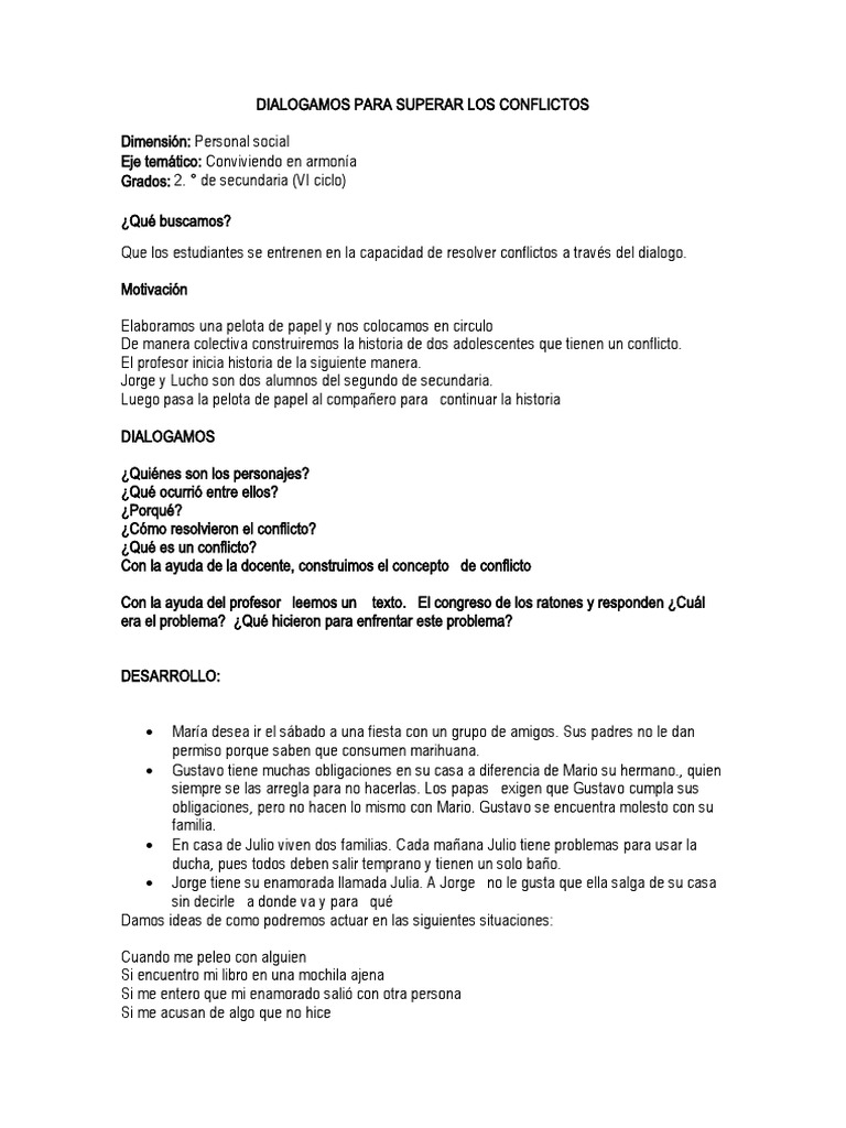 Dialogando para resolver conflictos | PDF