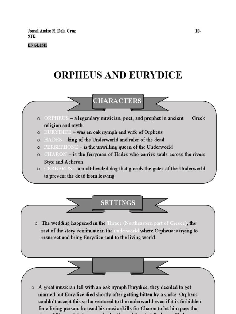 Orpheus and Eurydice Story | PDF