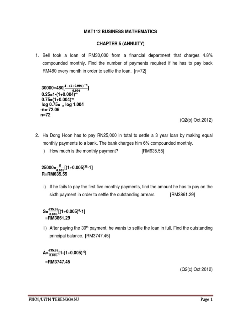Business Math: Annuity Problems | PDF