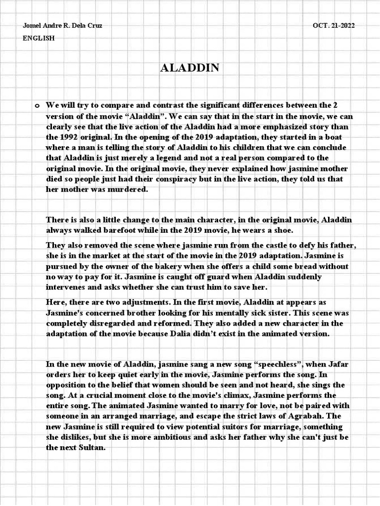 Aladdin Compare and Contrast | PDF