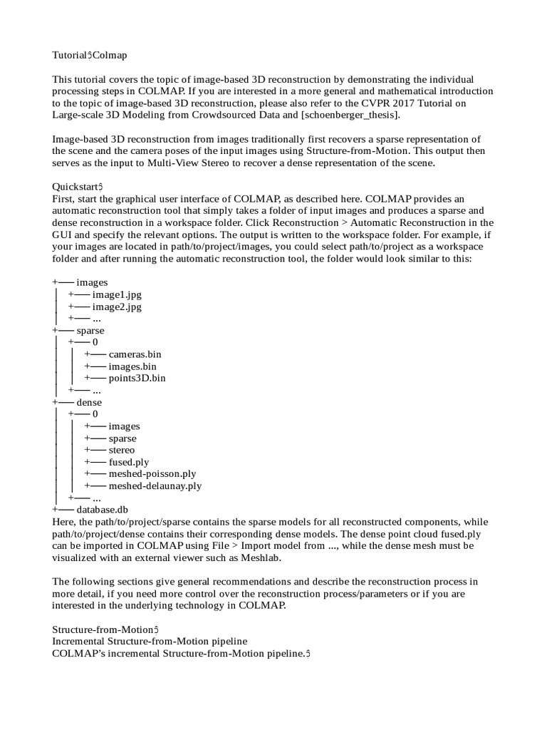 Tutorial Colmap | PDF | Command Line Interface | Computer File