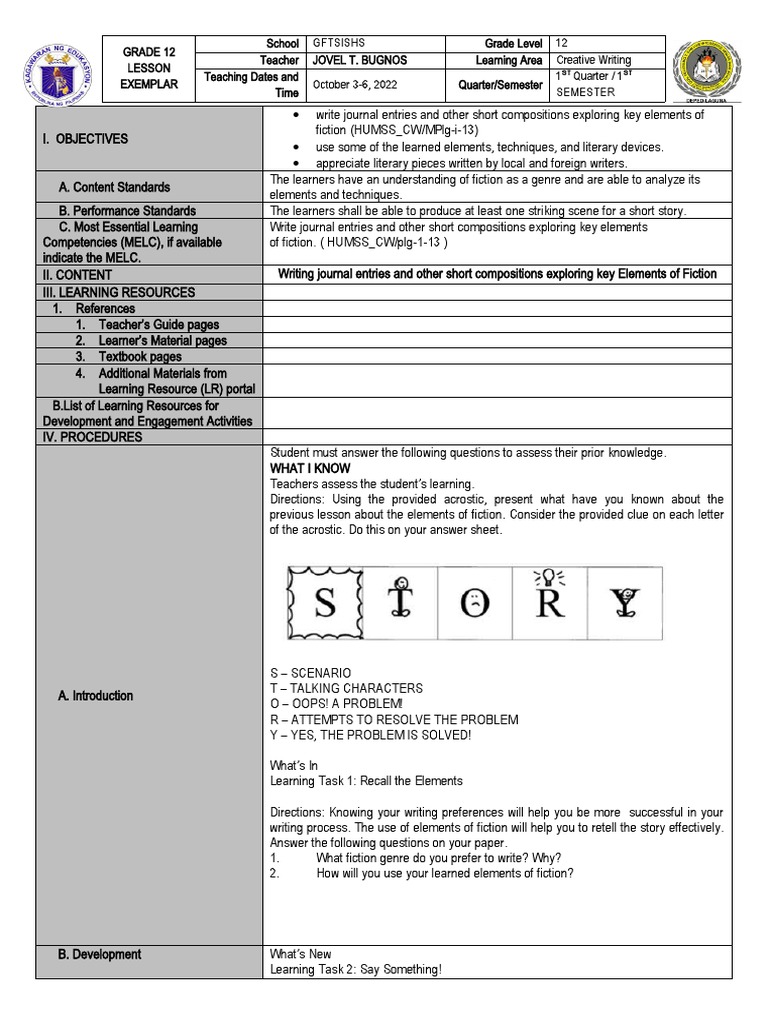 Exploring Fiction Elements in Writing | PDF | Learning | Genre