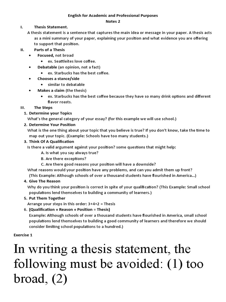 Thesis Statements and Outlining Strategies for Academic Writing | PDF ...