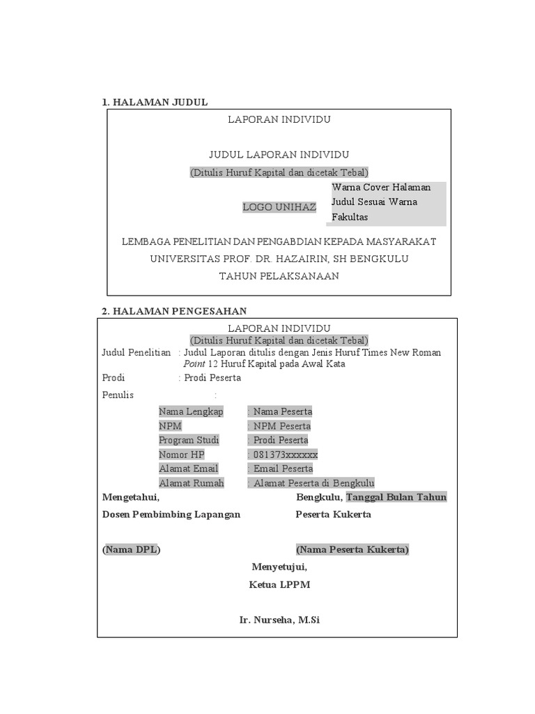 Template Laporan Individu | PDF