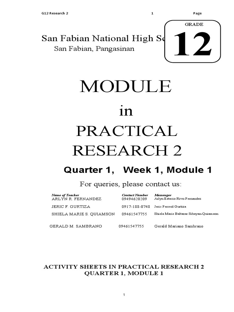 Quarter 1 Module 1 Practical Research 2 | PDF | Dependent And ...