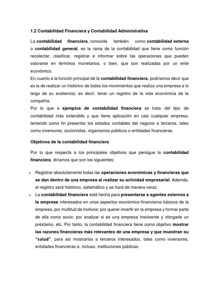 1.2 Contabilidad Financiera y Contabilidad Administrativa | PDF | Contabilidad | Business