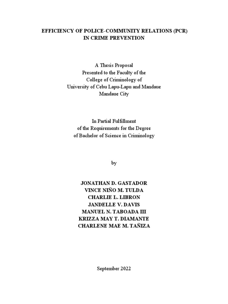 The Efficiency of Police Community Relations in Crime Prevention ...