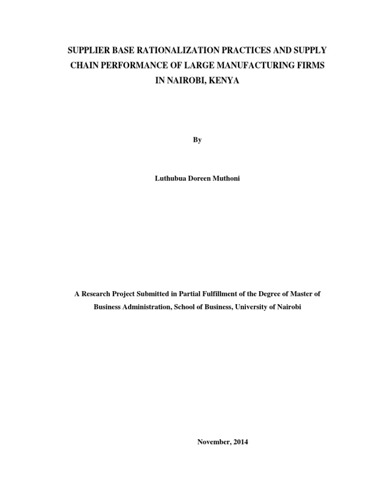 Luthubua - Supplier Base Rationalization Practices and Supply Chain ...