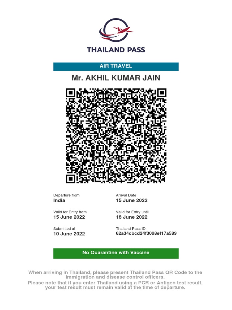 AKHIL JAIN QR - Thailand - Pass | PDF