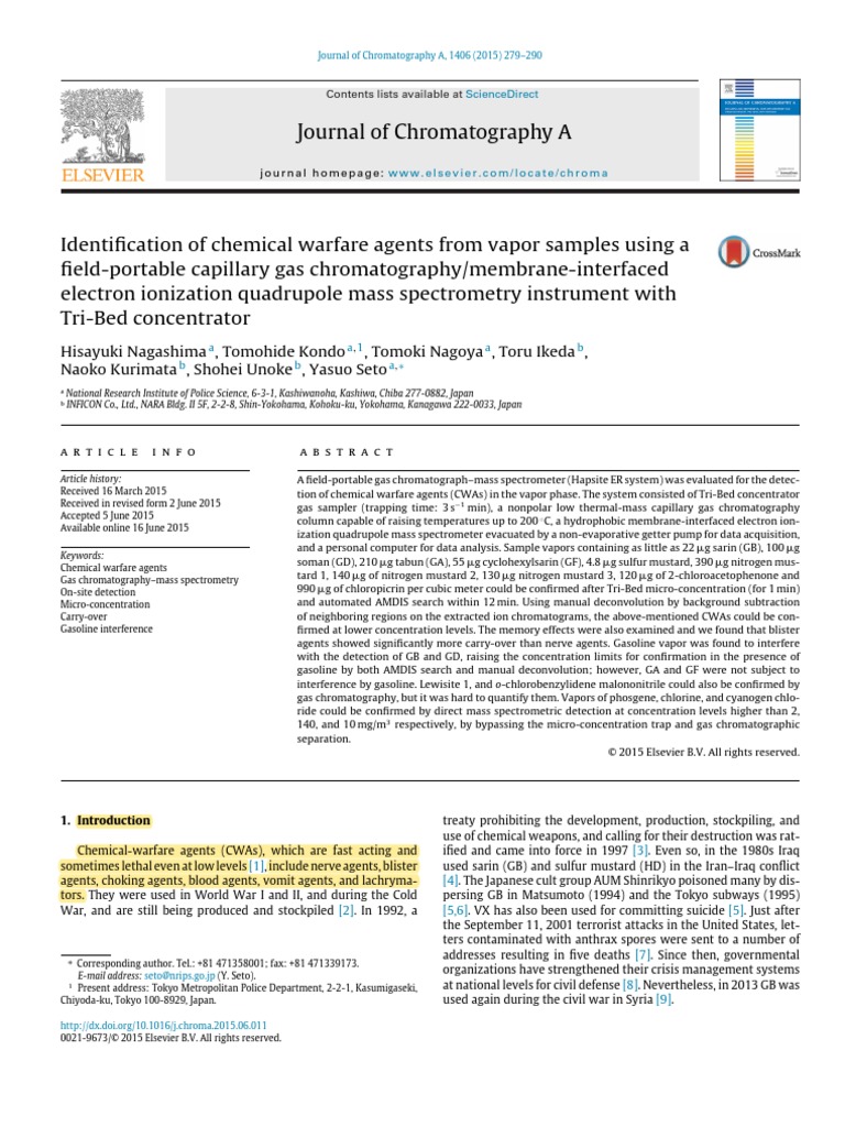 Identification of Chemical Warfare Agents From Vapor Samples Using A ...
