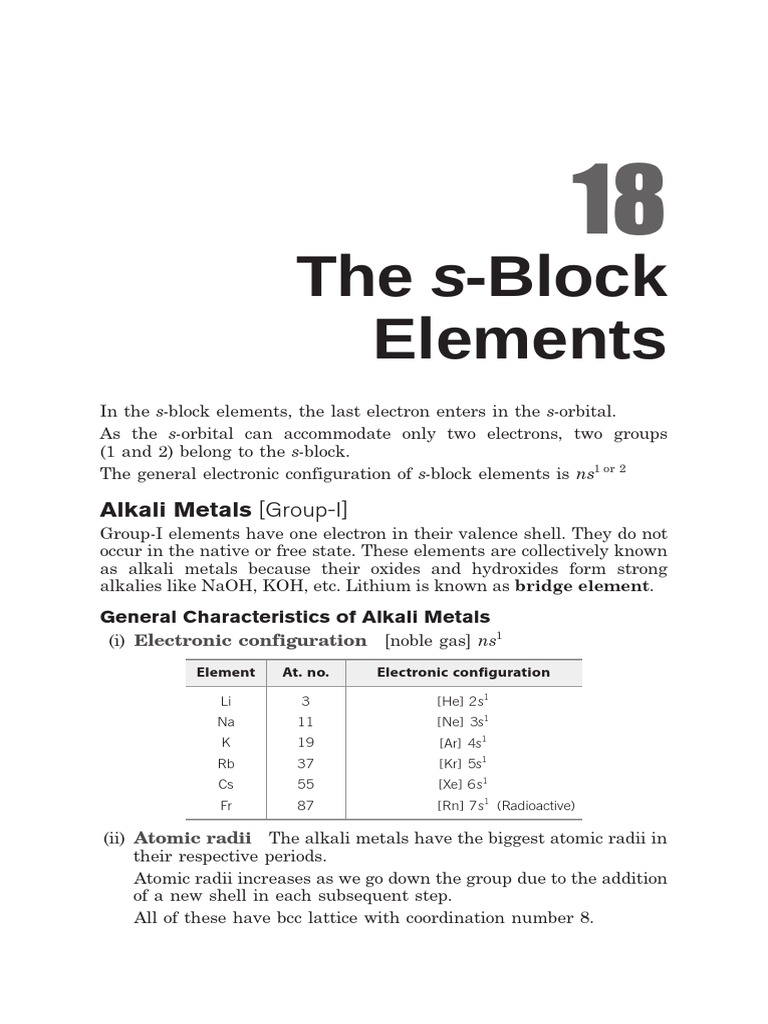 18. the S-Block Elements | PDF | Hydroxide | Sodium Hydroxide