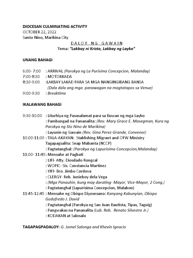 Culminating Activity PROGRAM | PDF