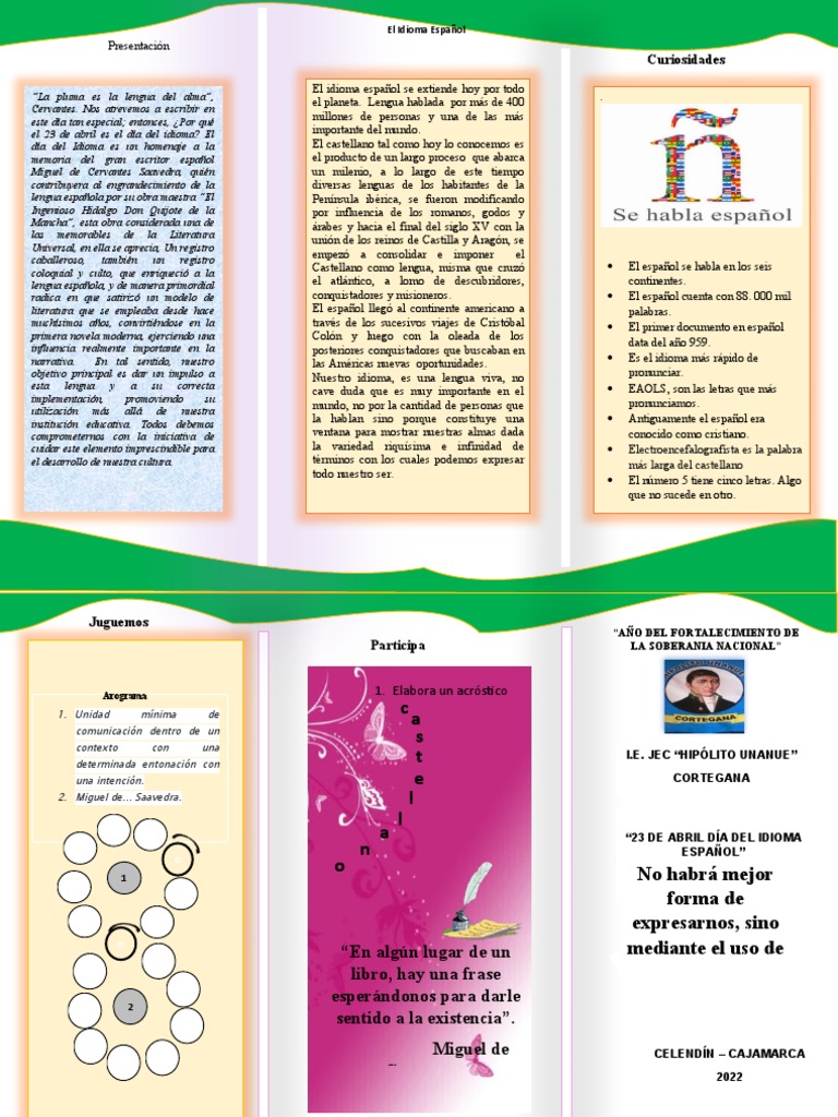 TRIPTICO Idioma Español | Descargar gratis PDF | España | Lengua española