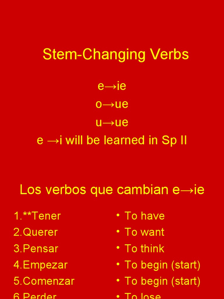 Stem Change Verbs Spi | PDF | Morphology | Languages Of Europe