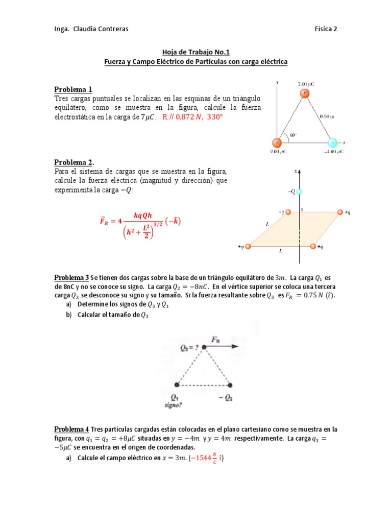 HT-1 FuerzaCampoParticulas 2S-2021 | PDF | Fuerza | Campo eléctrico