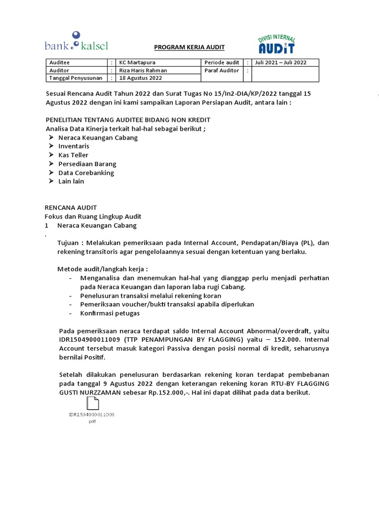Program Kerja Audit (Auditor) | PDF