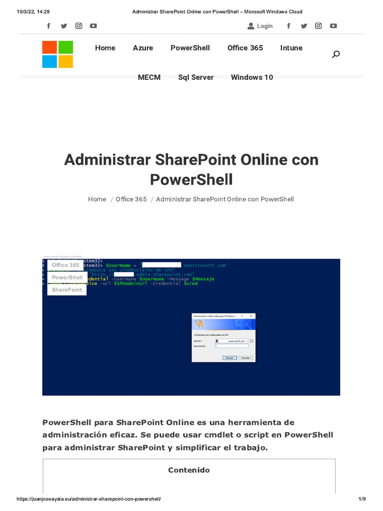 Administrar SharePoint Online con PowerShell – Microsoft Windows Cloud | PDF