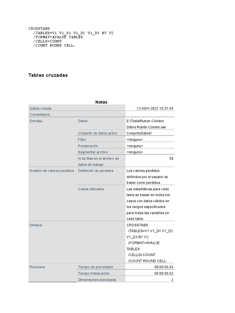 Prueba de Tablas Cruzadas | PDF | Informática