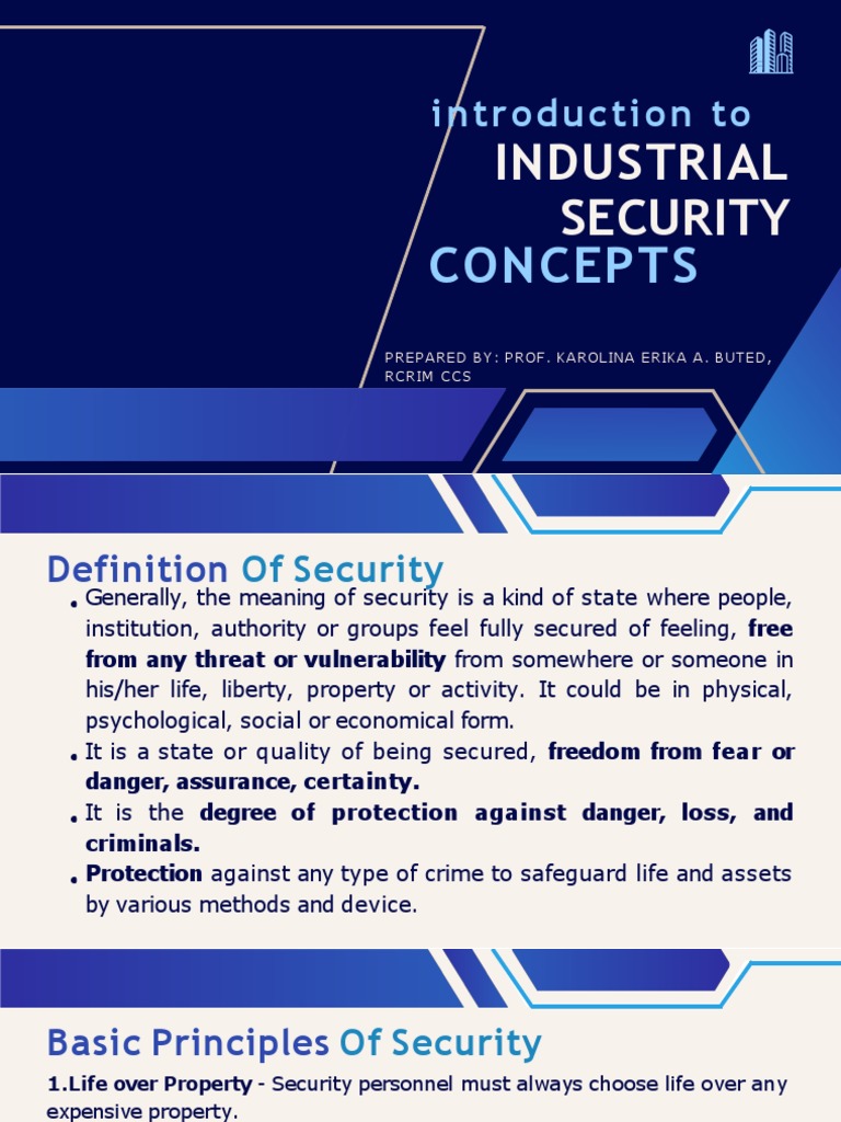 Introduction To Industrial Security Concepts By Prof Karolina Erika Buted Pdf Security