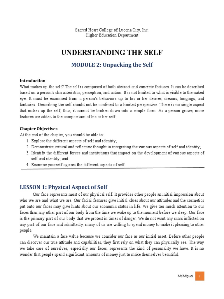 MODULE 2-Unpacking The Self | PDF