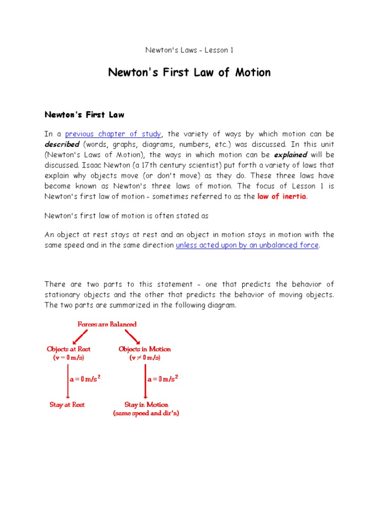 Newton's First Law | PDF | Newton's Laws Of Motion | Force