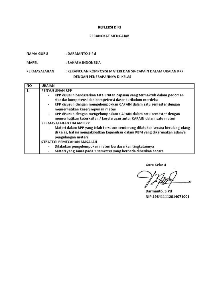 Format Refleksi Diri | PDF