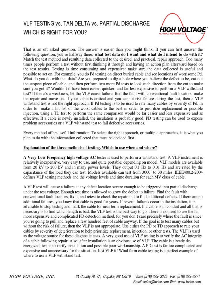 VLF Vs TD Vs PD | Download Free PDF | Electrical Engineering | Electric ...