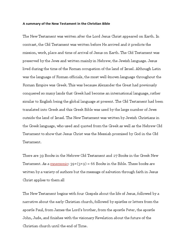 A Summary of The New Testament in The Christian | PDF | Jesus | Paul ...