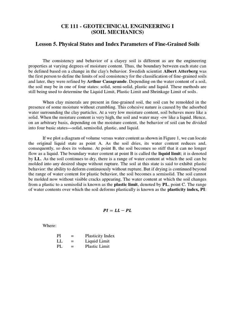 Lesson 5. Physical States and Index Parameters of Fine-Grained Soils ...