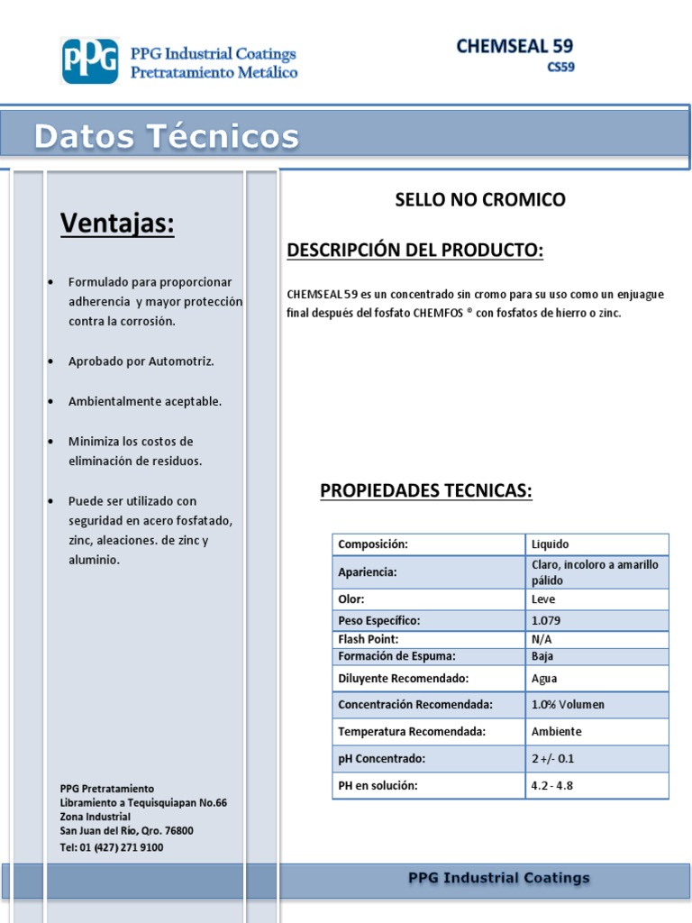 Chemseal 59 | PDF | Concentración | Solución tampón