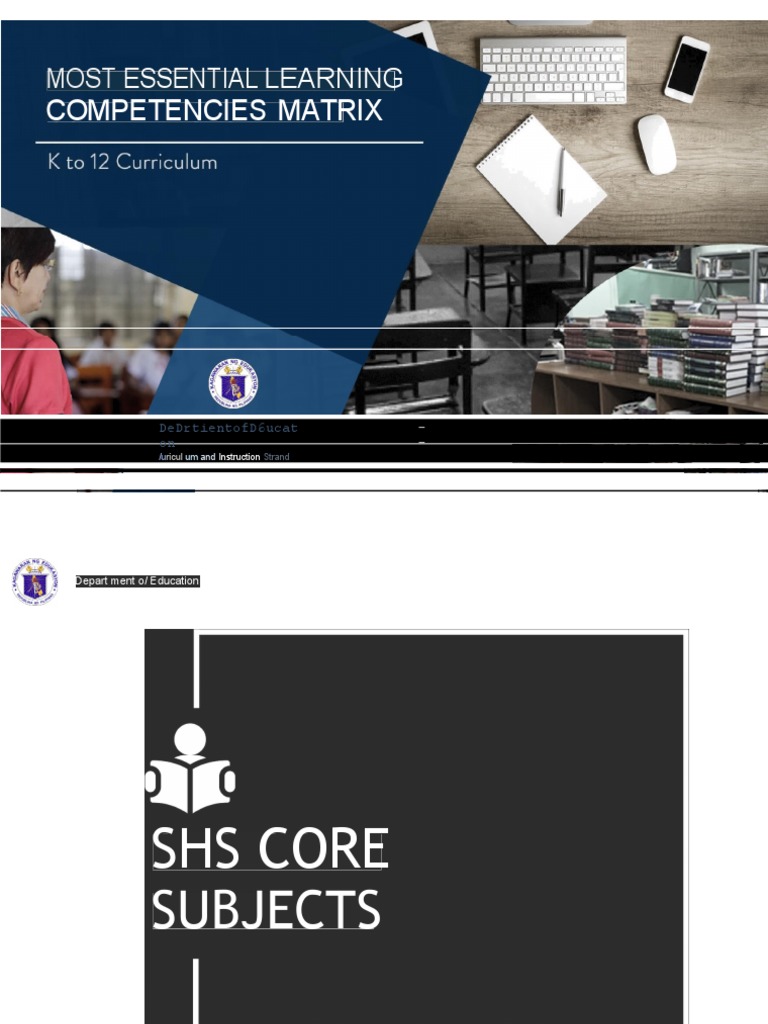 SHS CORE SUBJECTS - Most-Essential-Learning-Competencies-Matrix ...