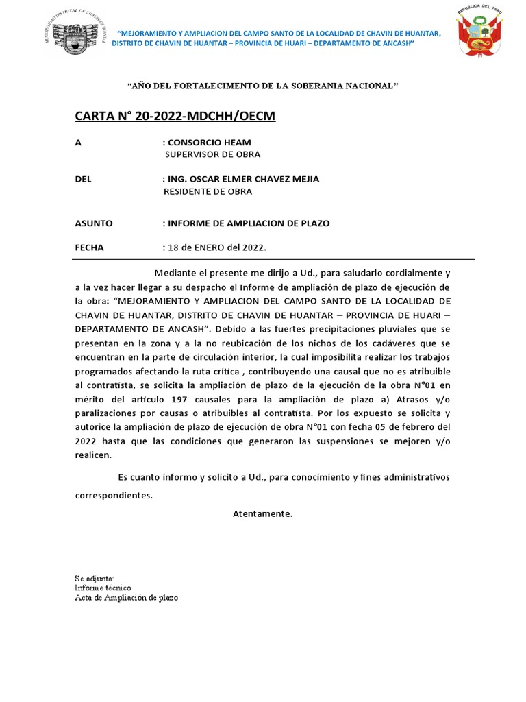 Informe de Ampliacion de Plazo | PDF