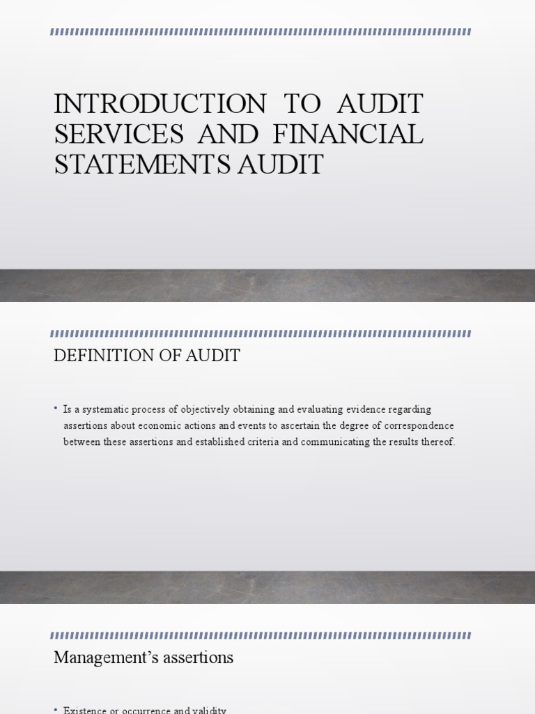 Introduction to Audit Services Overview | PDF | Financial Audit | Audit