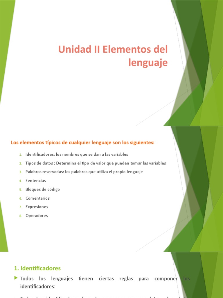 Unidad II Elementos Del Lenguaje PRESENTACION | PDF | Lenguaje de ...