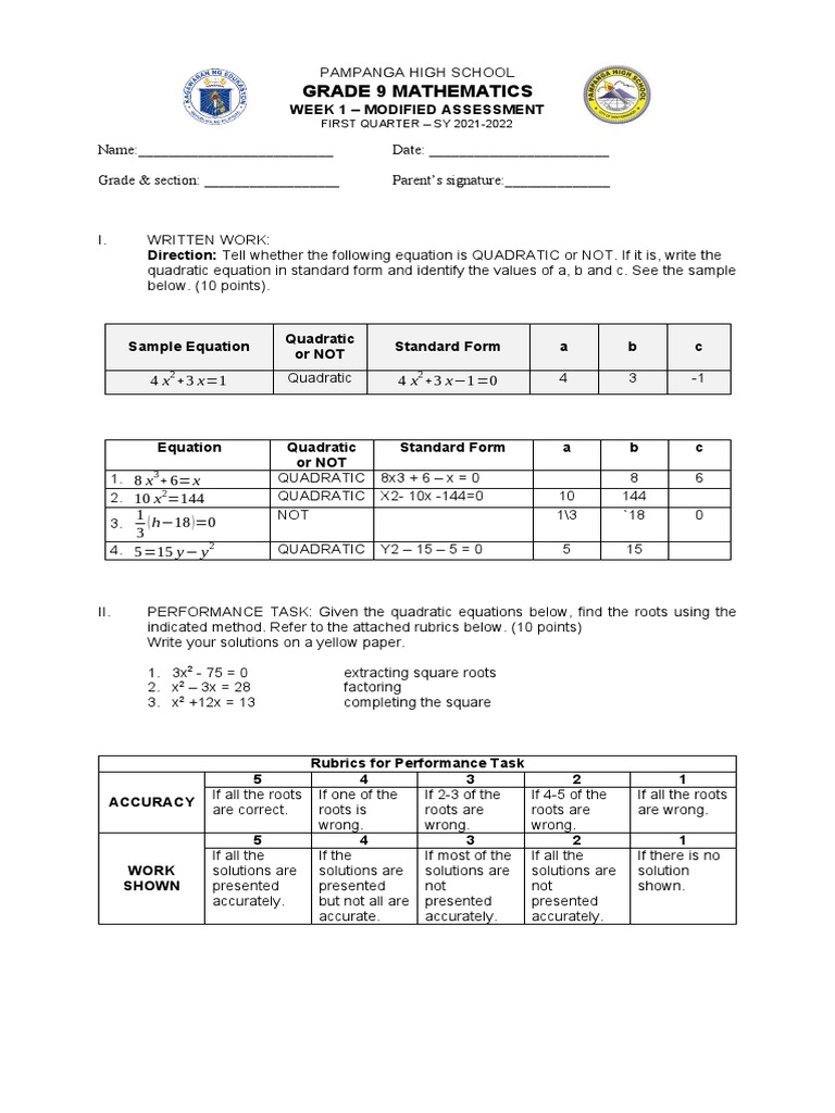 GRADE-9-MATHEMATICS Modified Assessments | Download Free PDF ...