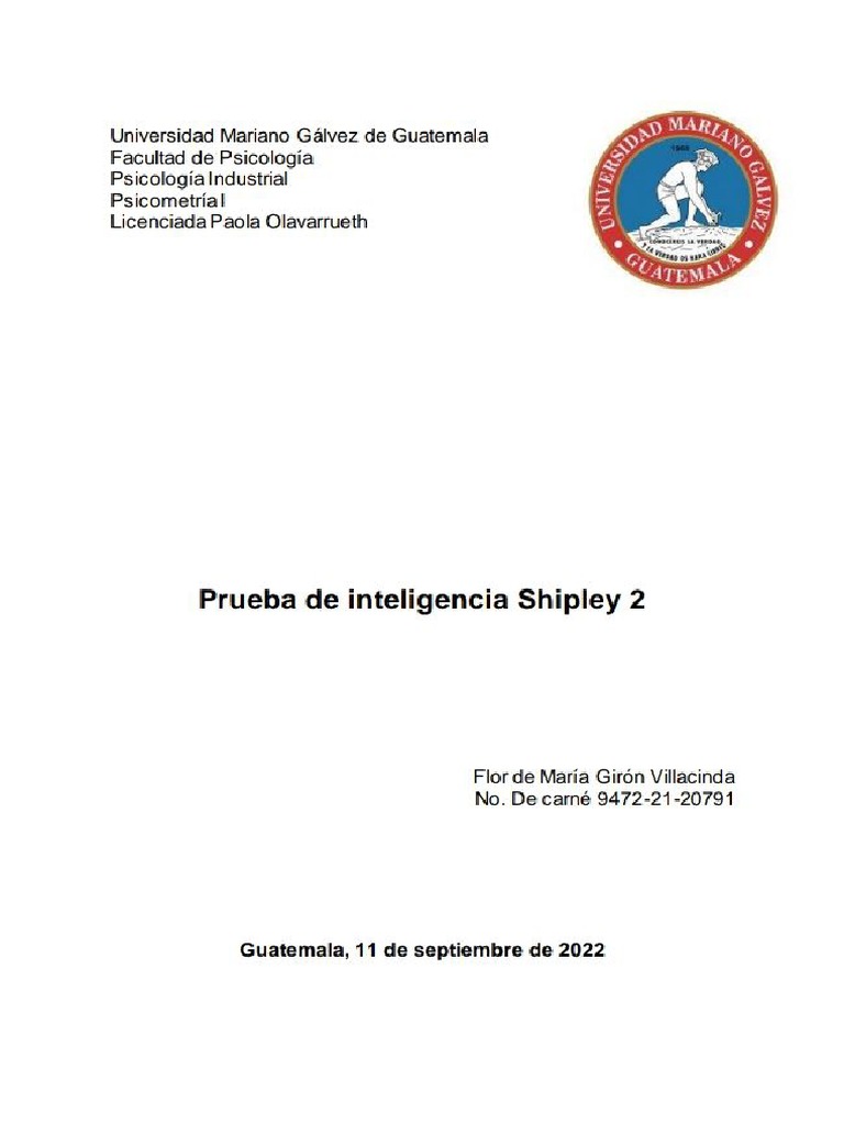 Prueba de Inteligencia Shipley 2 | PDF