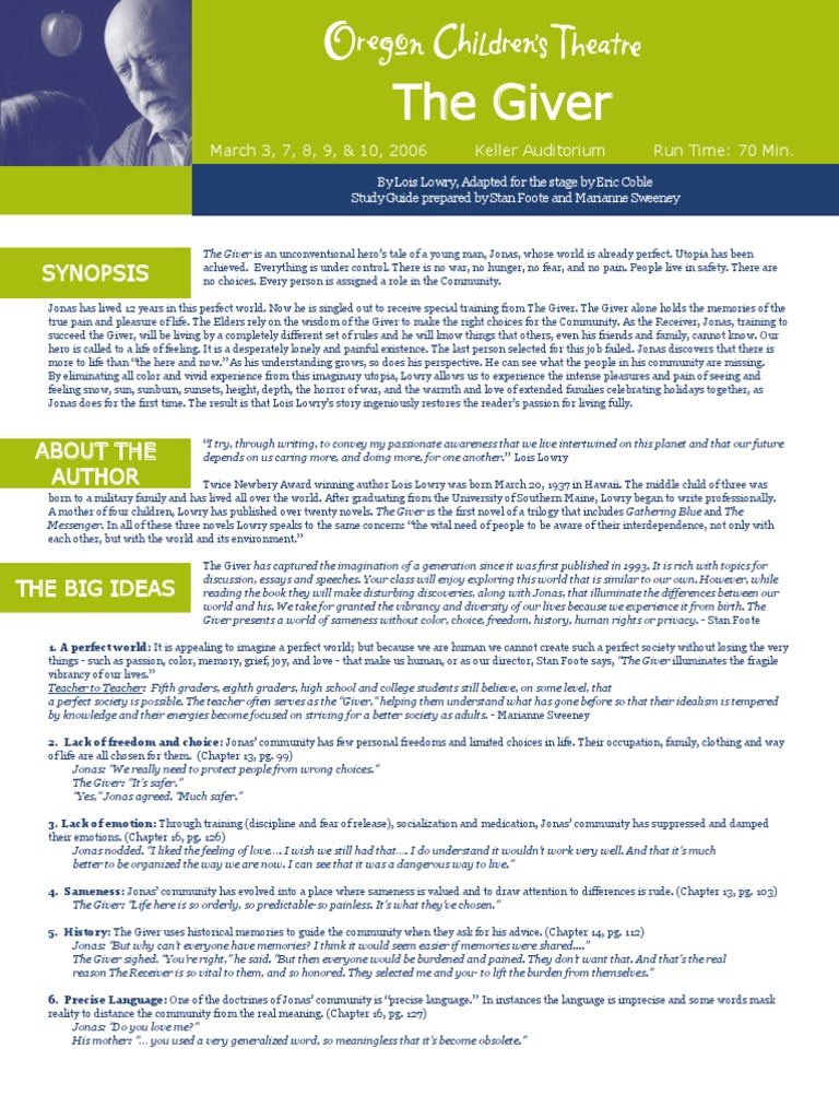 The Giver Oregon Childrens Theatre | PDF | The Giver