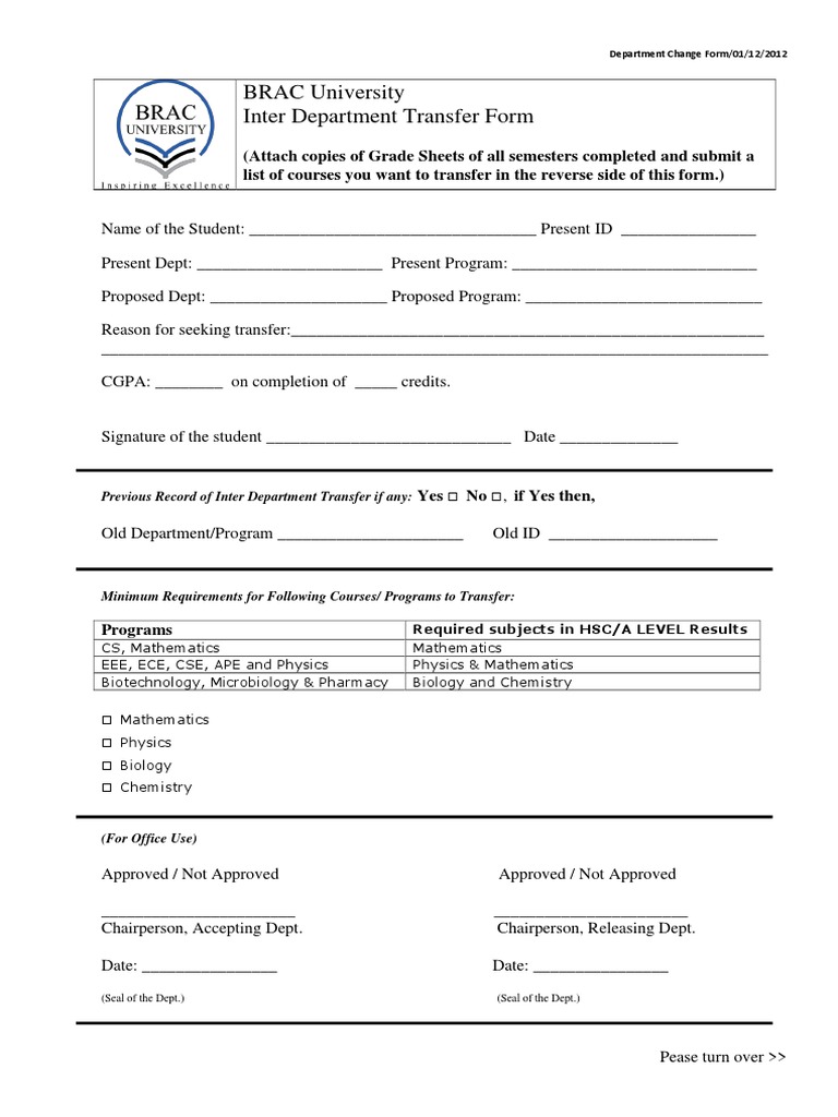 Inter Department Transfer Form New | PDF