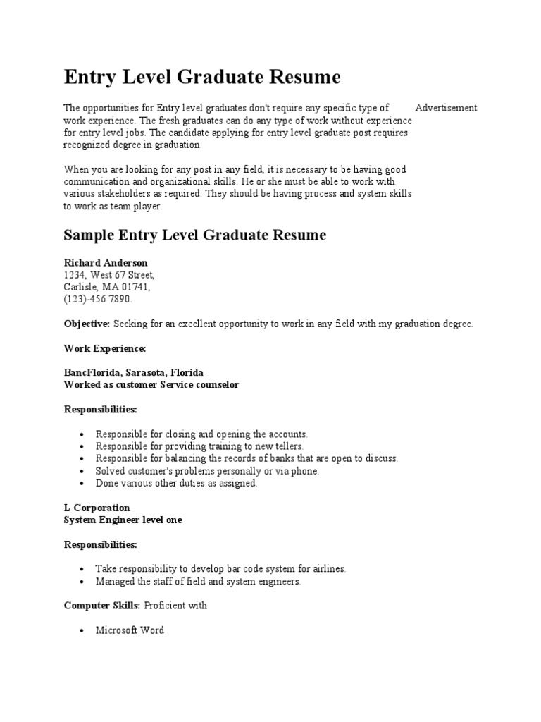 Entry-Level Graduate Resume Guide | PDF | Résumé | Typefaces
