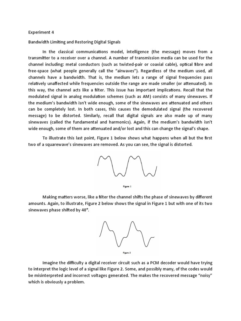 Band Limiting Experiment | PDF | Digital Signal | Bandwidth (Signal ...