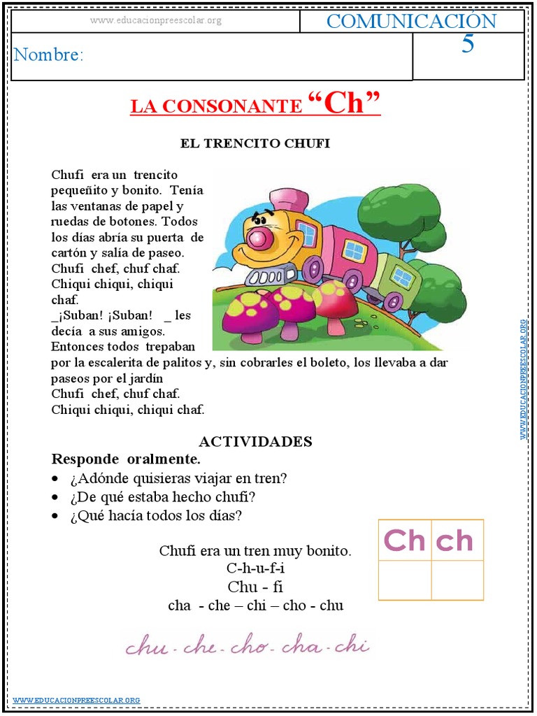 Consonante-Ch-Para-Niños-de-5-Años | PDF