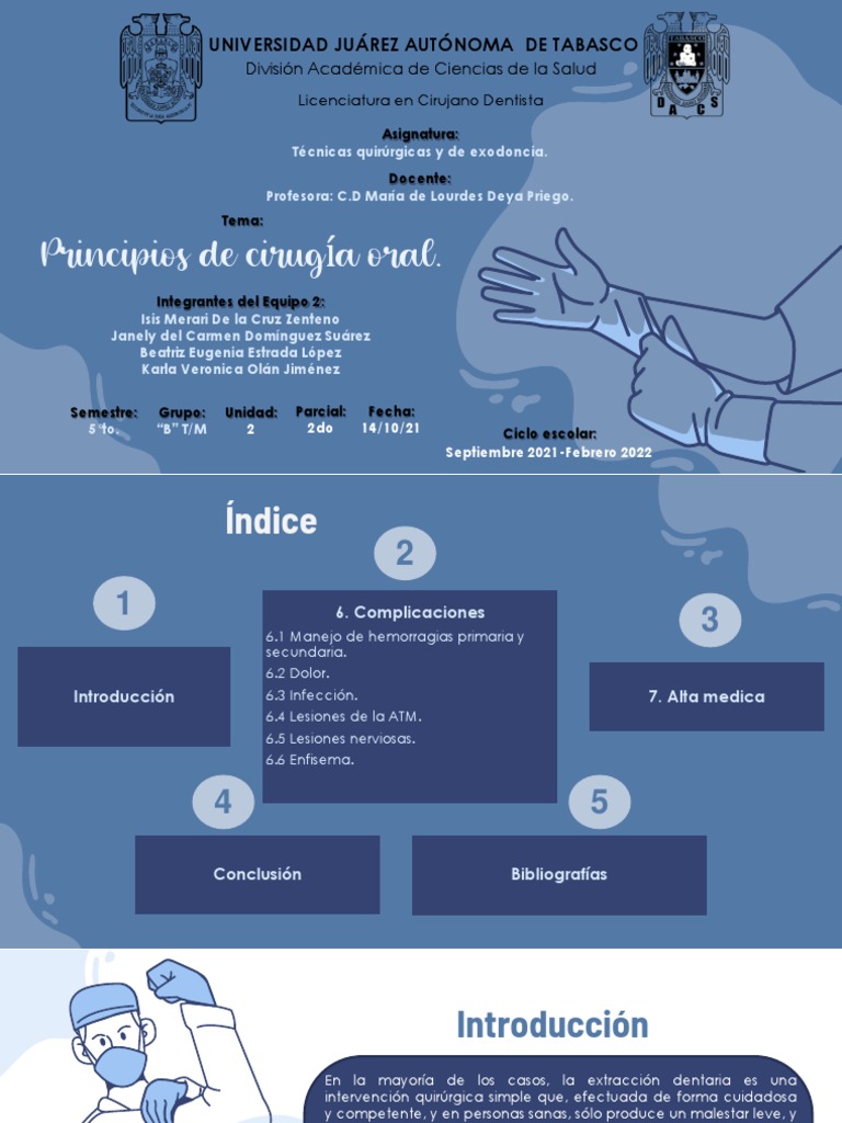 Eq. 2 Complicaciones - Unidad 2 - Tecnicas Quirugicas y Exodoncia | PDF | Dolor | Lesión