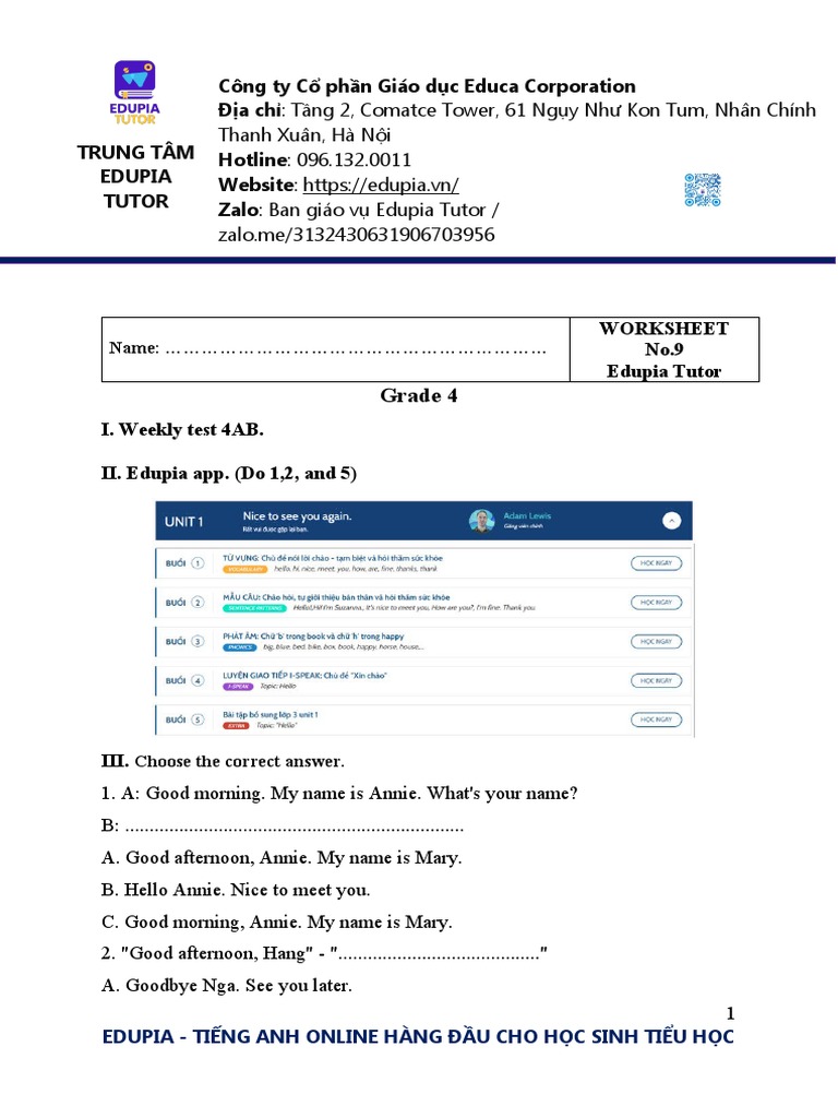 RC.4B.Week 1. Worksheet | PDF